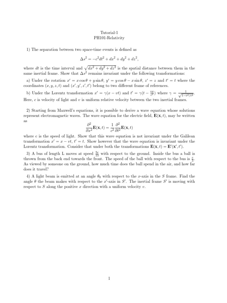 Tutorial_STR_1_24 | PDF | Spacetime | Mathematical Physics