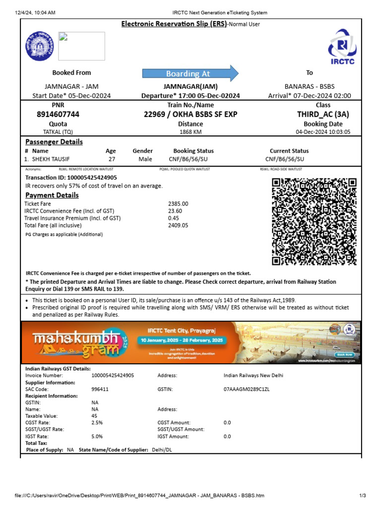 IRCTC Next Gen eTicketing Overview | PDF | Identity Document