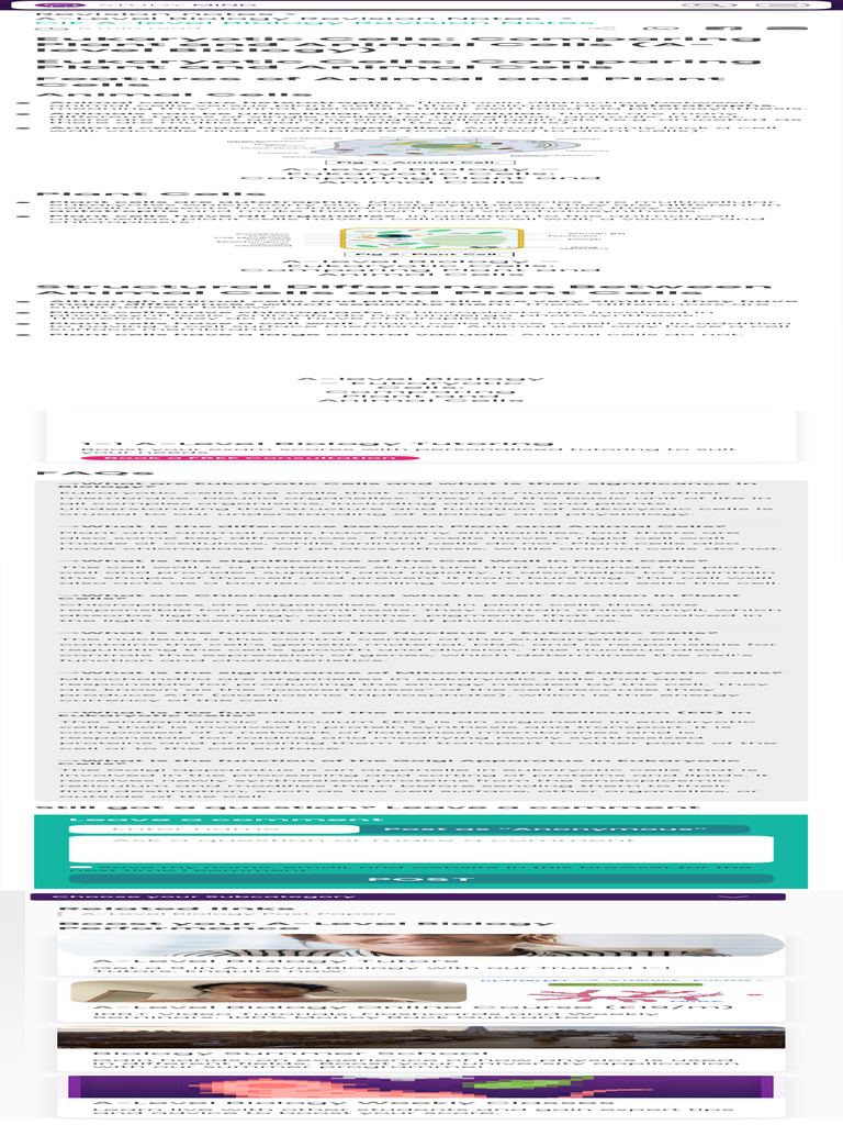 Compare Plant and Animal Cells: A-Level | PDF | Cell (Biology) | Eukaryotes