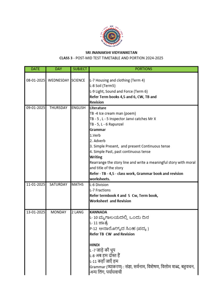 CLASS 3 POST MID TEST TT AND PORTIONS | PDF | Syntax | Grammar