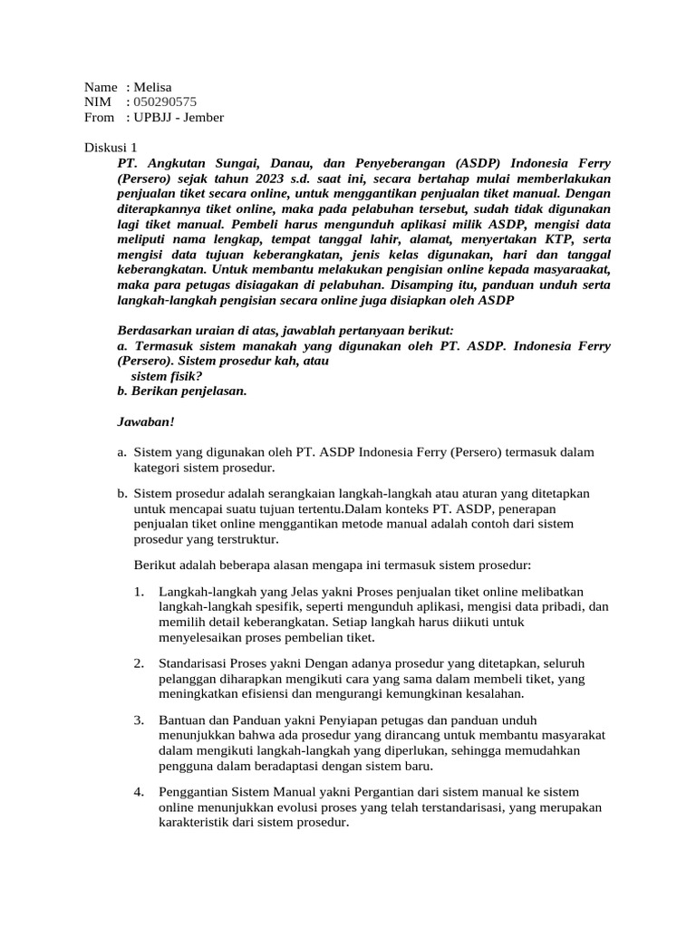 Sesi 1 - Diskusi 1 - S I M | PDF