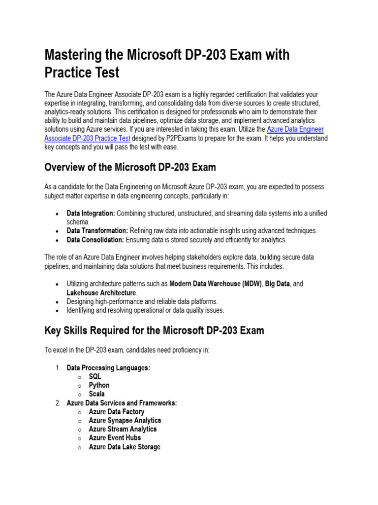 Dp203 Practice Test | PDF | Microsoft Azure | Analytics