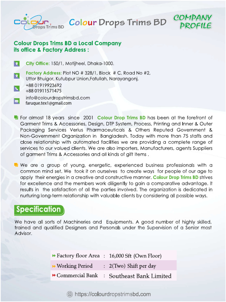 Colour Drops Trims BD Profile | PDF