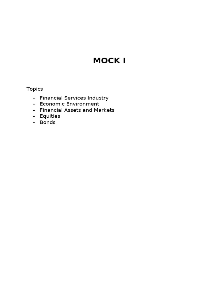 Mock I | PDF | Bonds (Finance) | Government Budget Balance