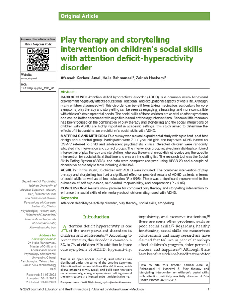 Storytelling | PDF | Attention Deficit Hyperactivity Disorder | Mental ...