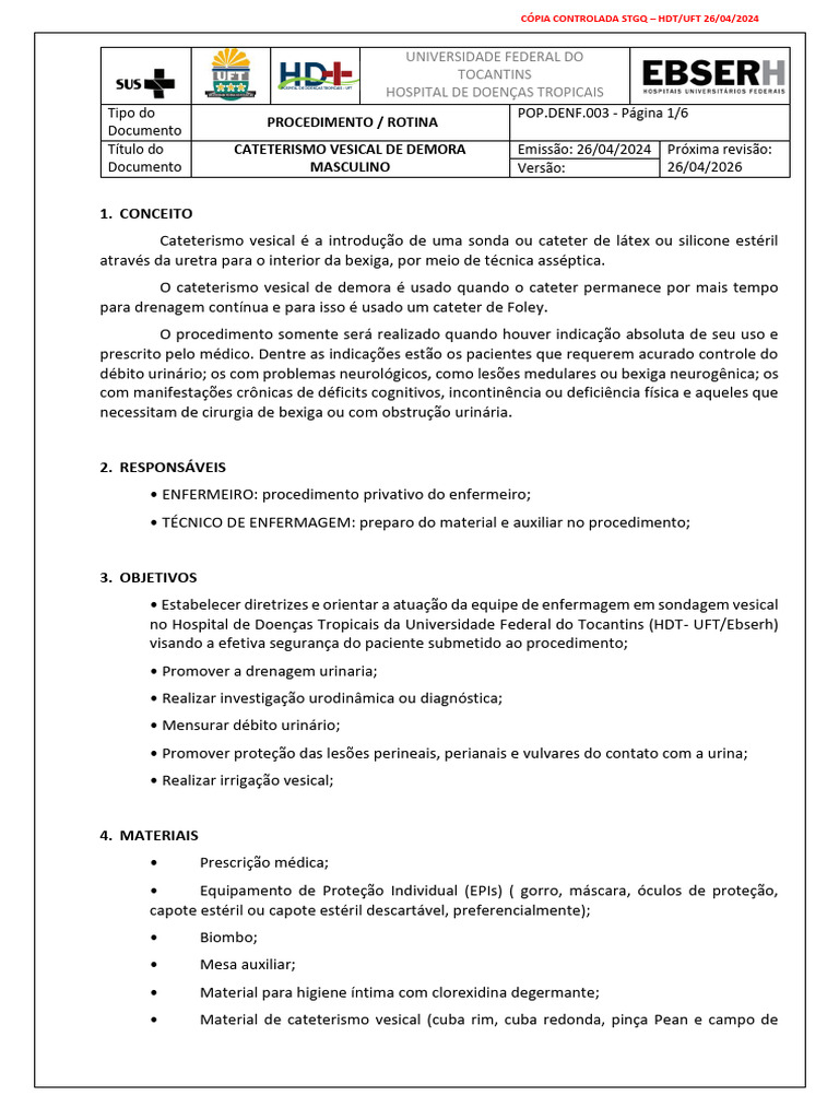 Pop.denf.003 - Cateterismo Vesical de Demora Masculino | PDF ...