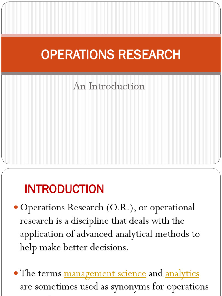Lecture 01 Operations Research - An Introduction | PDF | Operations ... Lecture 01 Operations Research - An Introduction | PDF | Operations ...