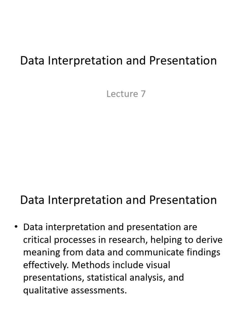 L7-Data Interpretation and Presentation | PDF | Data Analysis | Data