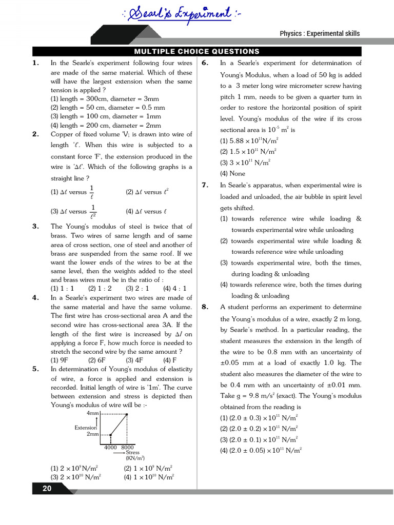 Elasticity (Shearl's Experiment) | PDF | Young's Modulus | Measurement