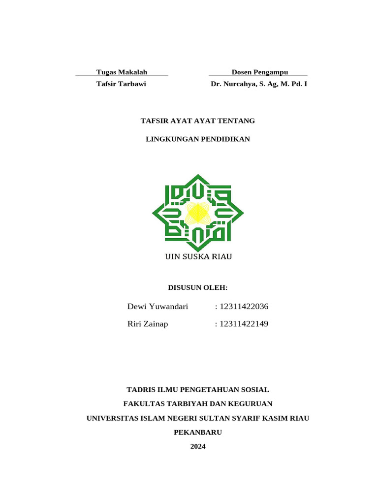Makalah Tafsir Tarbawi-2 | PDF