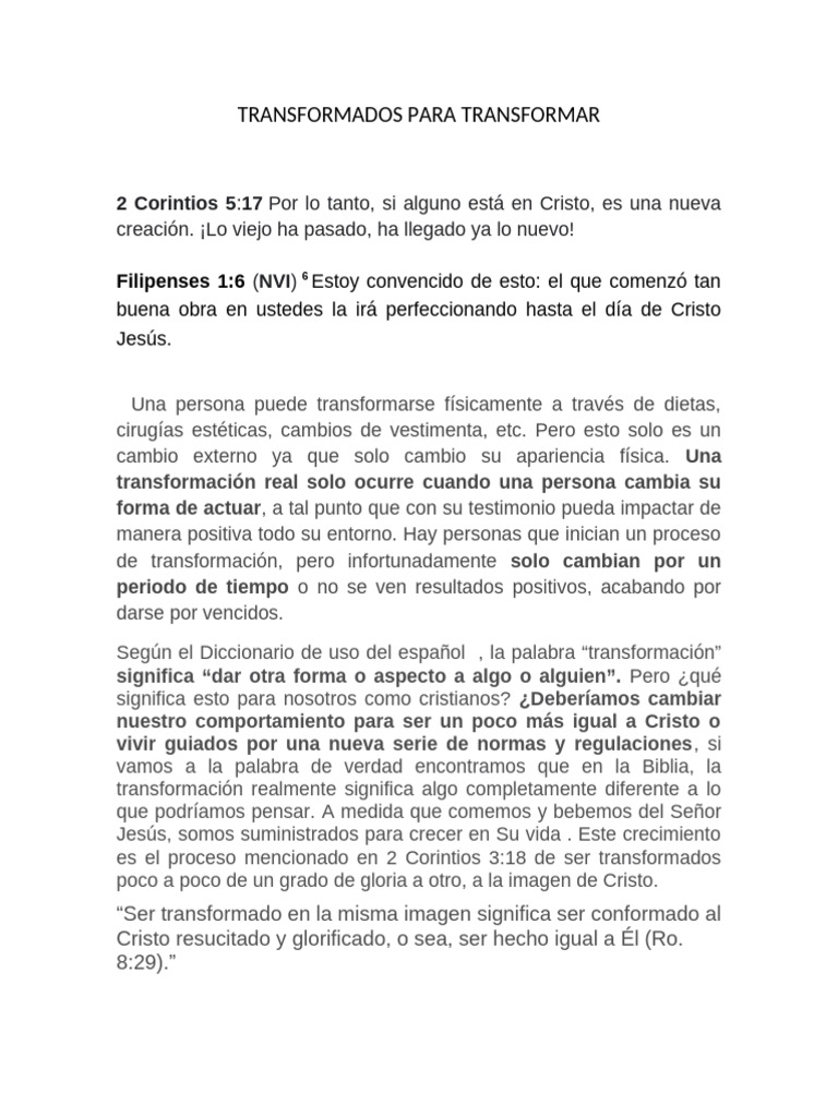 Transformados para Transformar | PDF | Cristo (título) | Jesús
