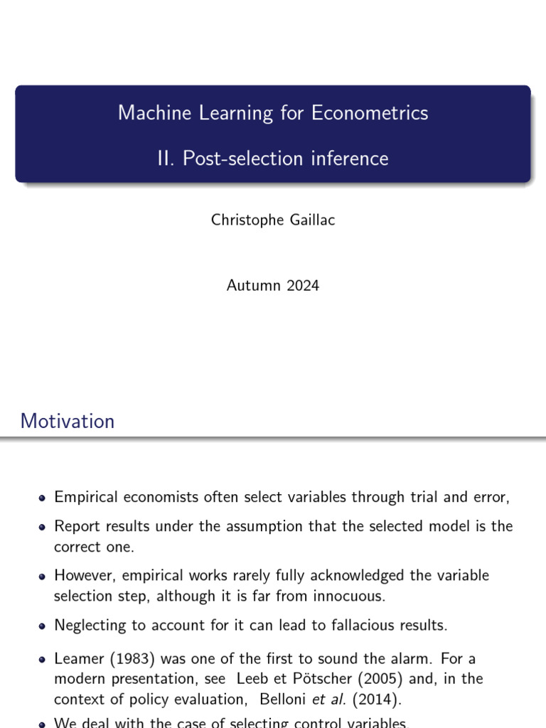 Course2 Post Selection | PDF | Regression Analysis | Ordinary Least Squares