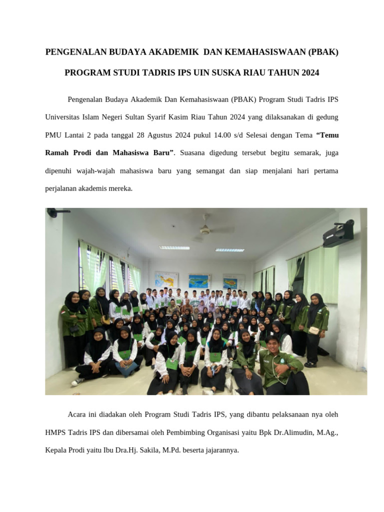 Narasi Pbak Prodi Tips | PDF