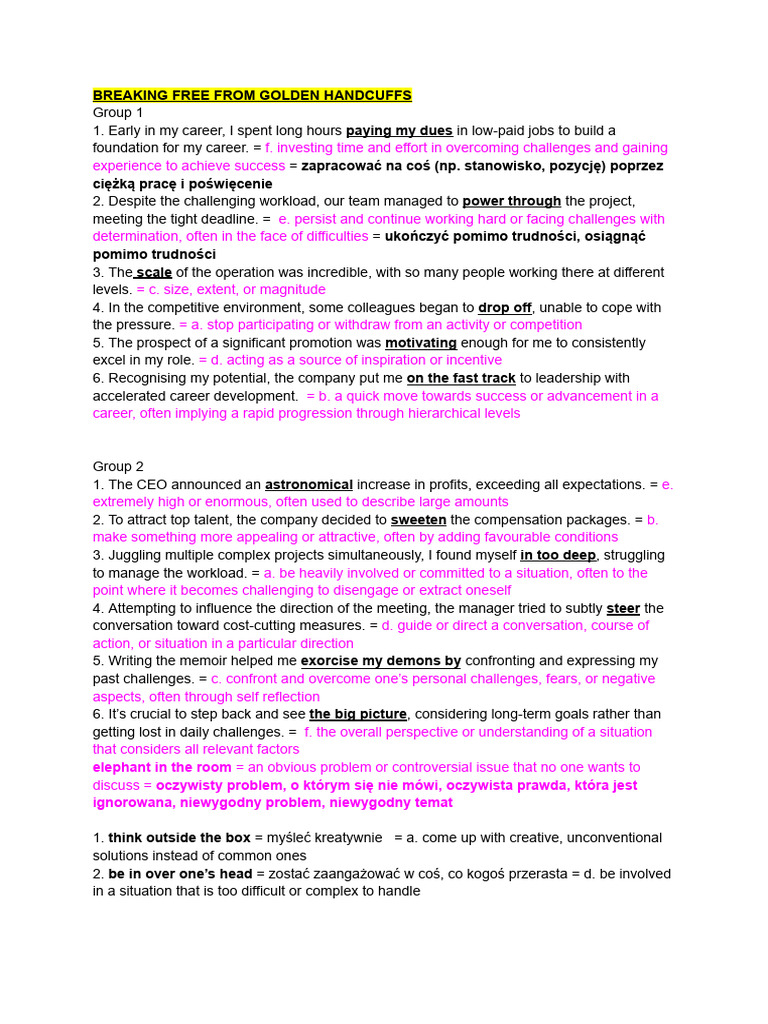 Escaping the Golden Handcuffs | PDF | Incentive | Psychology