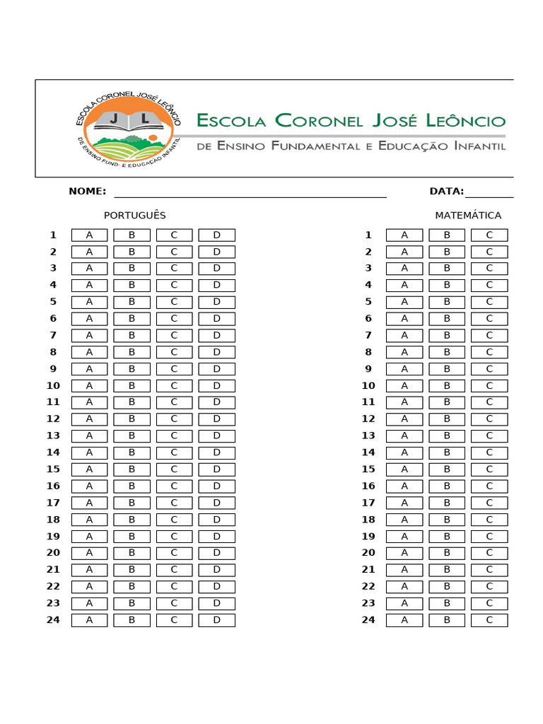 Modelo de Gabarito Com 50 e 100 Questoes | PDF | Microsoft Excel | Programas