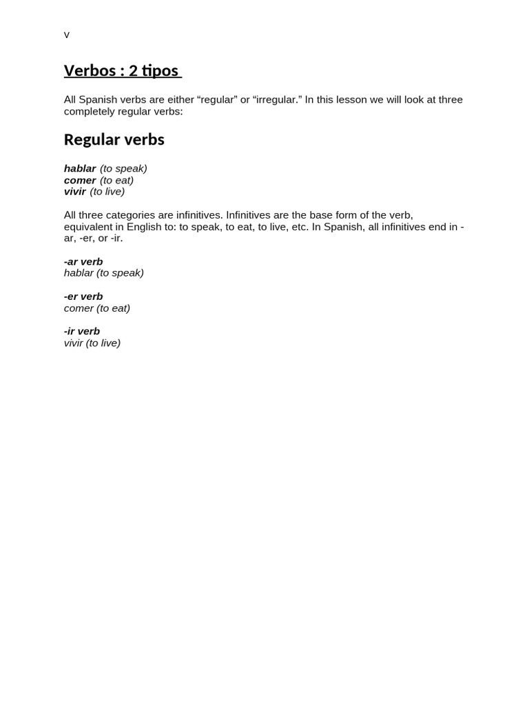 Conjugation of Regular Verbs Present Notes | PDF | Lingüística