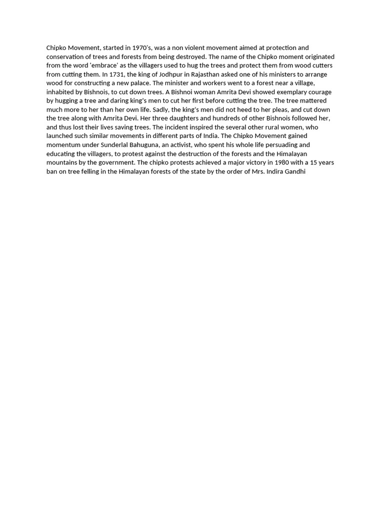 Chipko Movement: Forest Conservation History | PDF