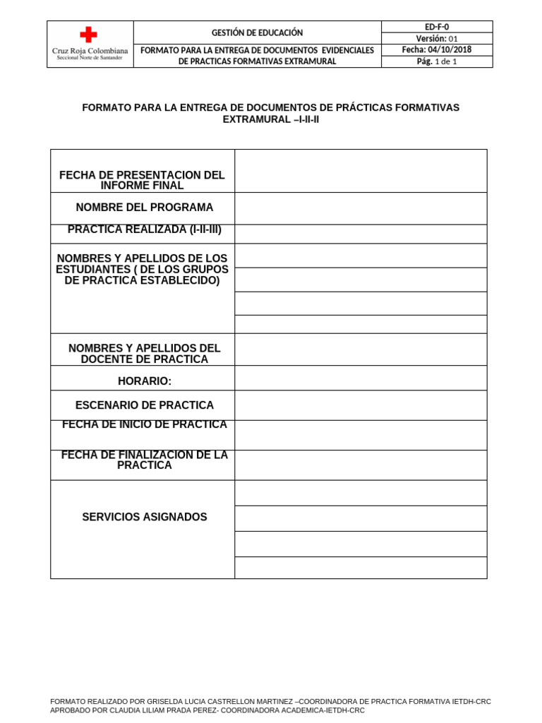 Formato para La Entrega de Documentos Prac - Forma.s Extramural | PDF