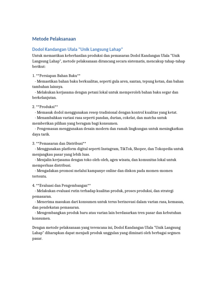 Metode Pelaksanaan Dodol Kandangan Ulala | PDF