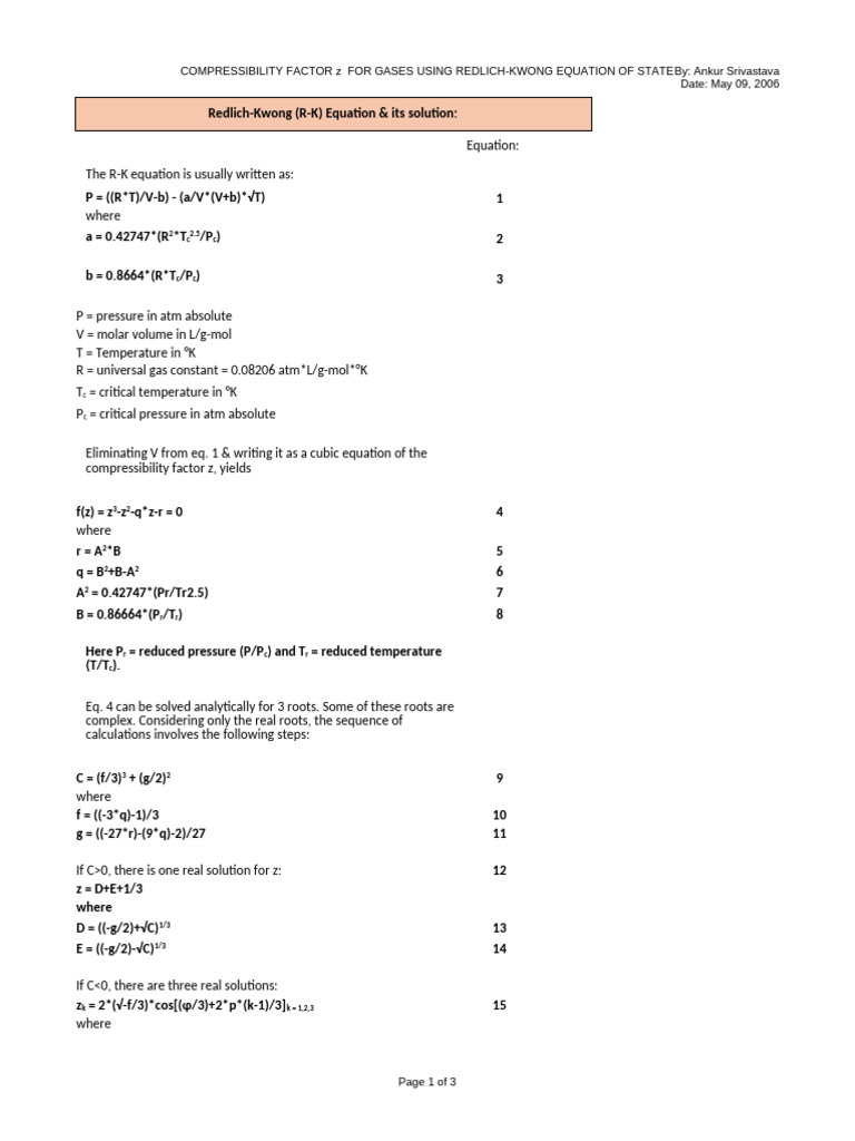 compressibility_factor_z_calc | PDF | Thermodynamics | Physical Chemistry