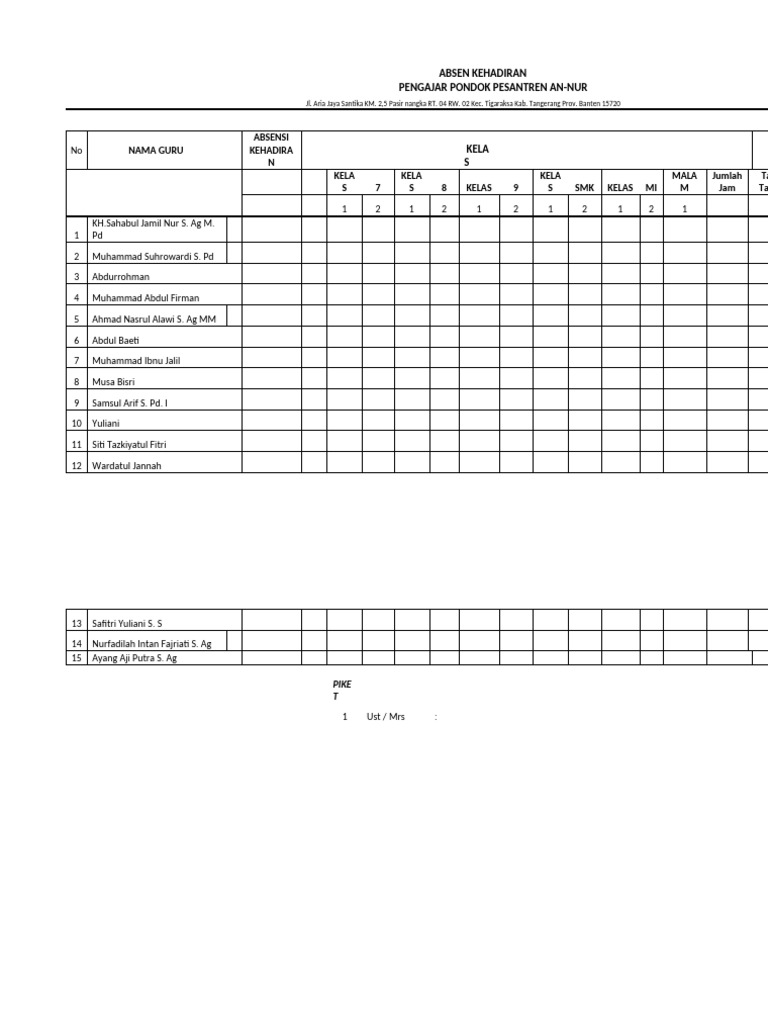 ABSEN KEHADIRAN WORD | PDF