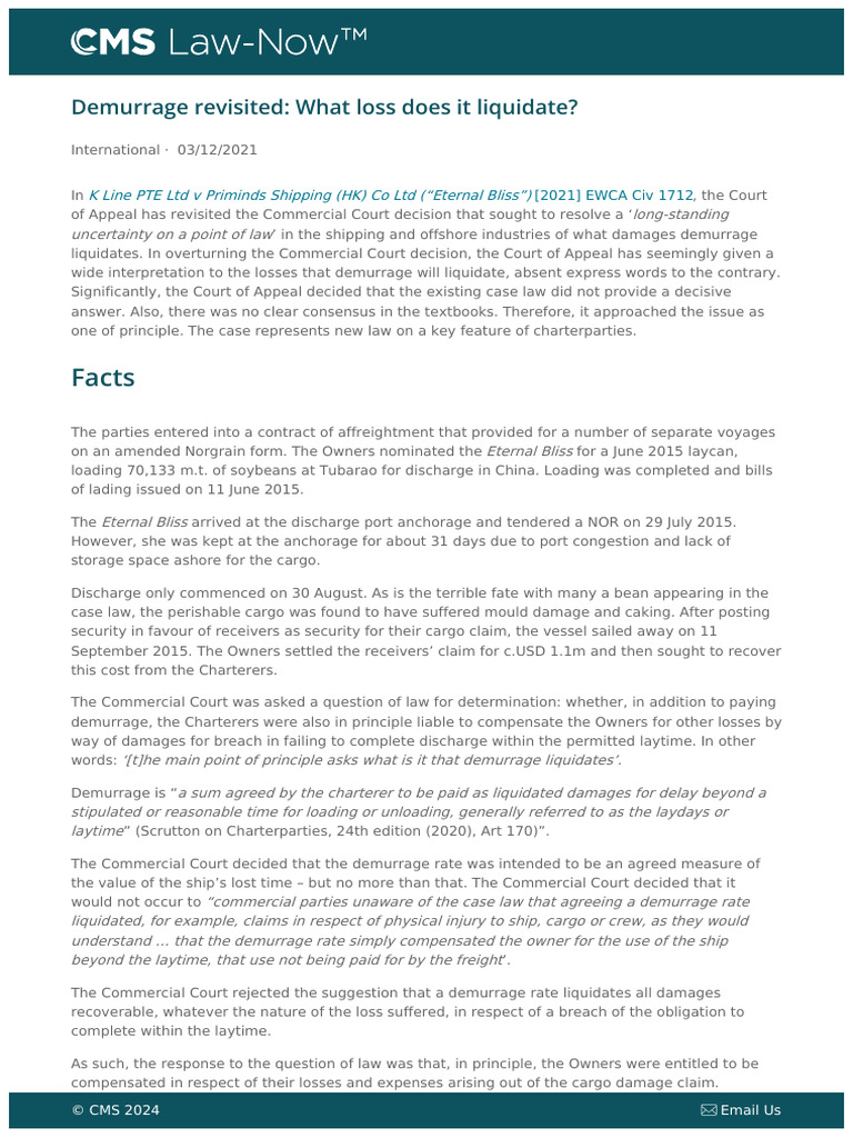 demurrage-revisited-what-loss-does-it-liquidate_ | PDF | Damages ...