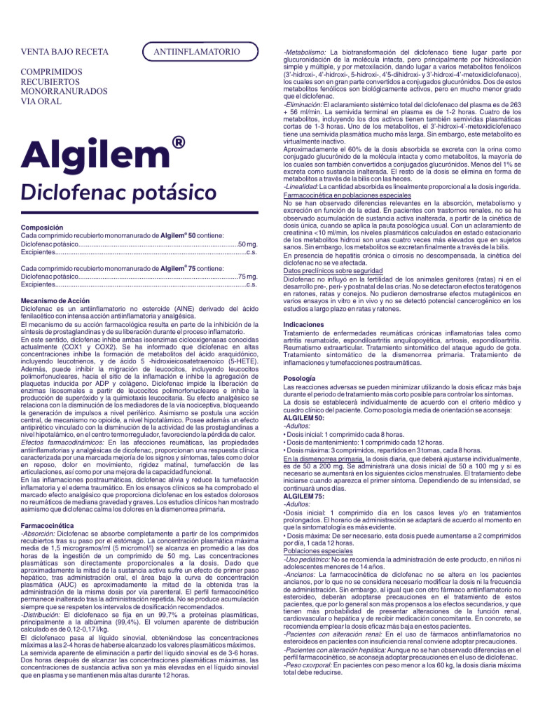 Algilem 50 y 75 MG | PDF | Farmacocinética | Farmacología