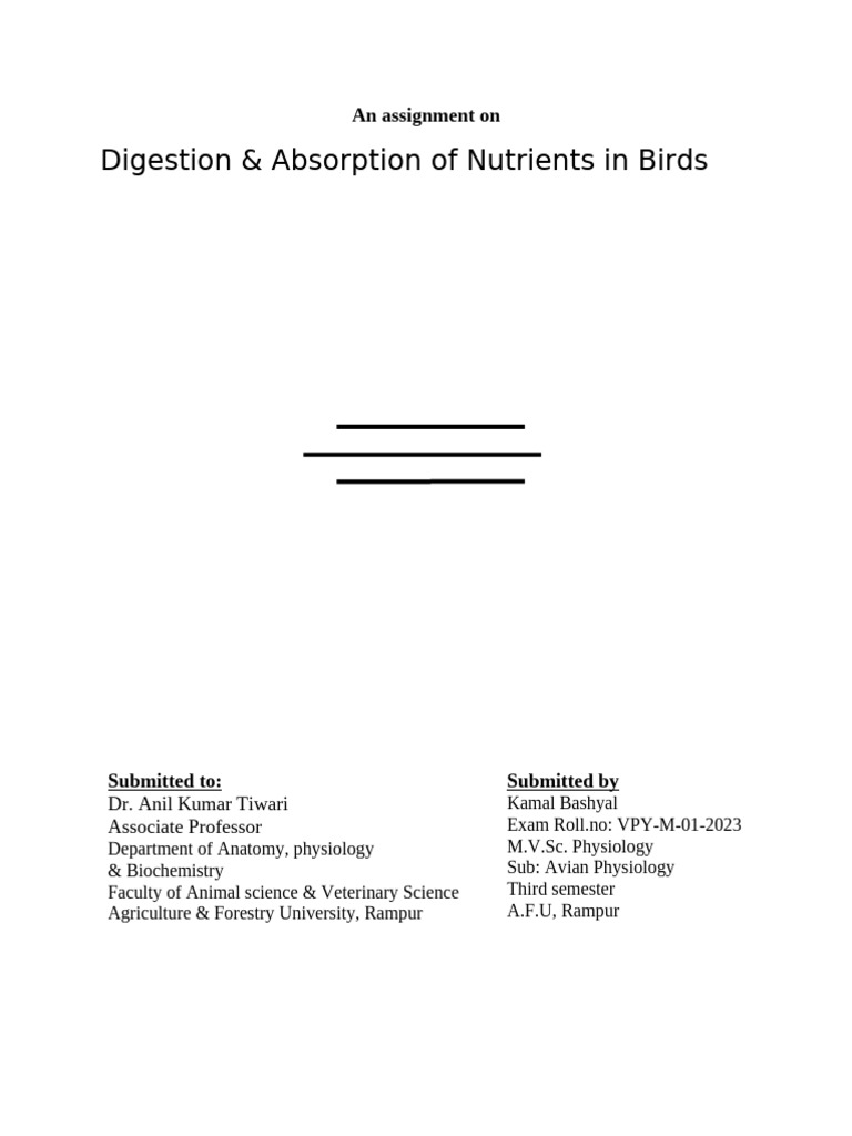 Digestion and absorption of food in avian species | PDF | Digestion ...