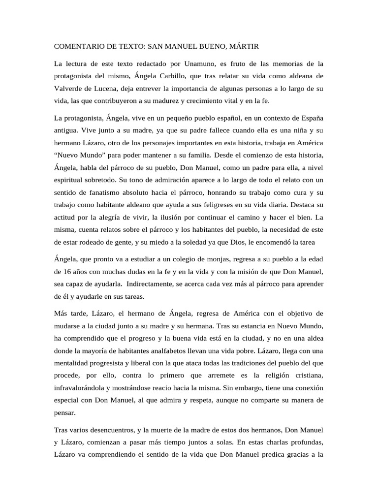 Fe y Duda en "San Manuel Bueno, Mártir" | PDF