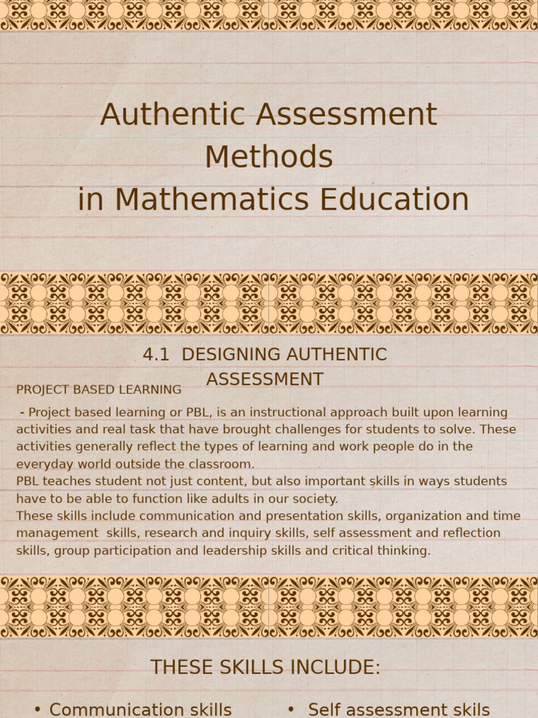 Authentic Assessment Methods in Mathematics Education | PDF | Project Based Learning | Cognition