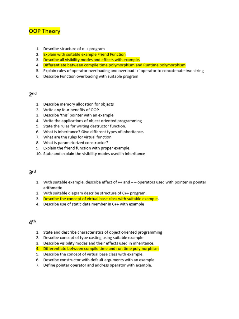 OOP Theory | PDF | C++ | Inheritance (Object Oriented Programming)