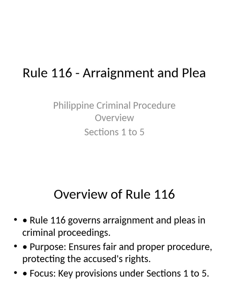 Rule 116 Presentation | PDF | Plea | Arraignment