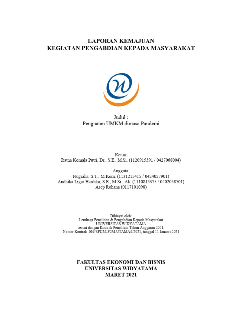 Contoh-Cover-dan-Pengesahan-LAPORAN-KEMAJUAN-PKM-untuk-FAKULTAS | PDF