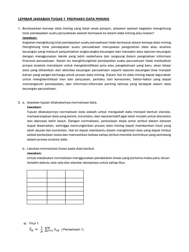Data Mining Msim4403 Tugas 1 | PDF