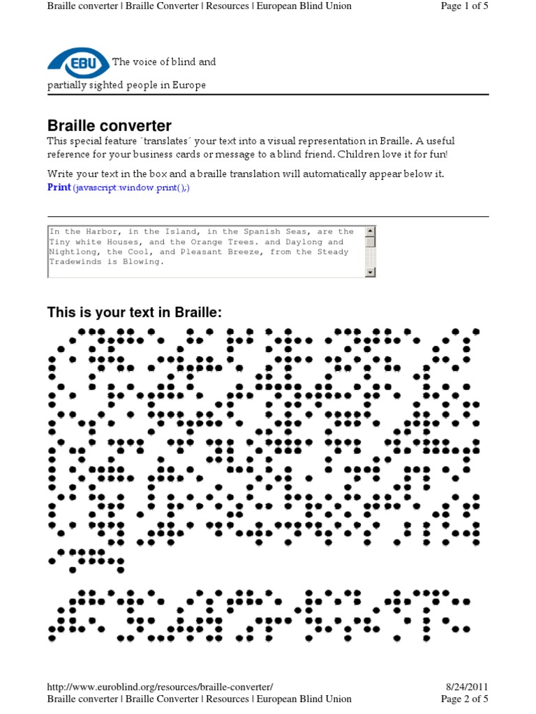 Braille Converter: This Is Your Text in Braille | PDF | Visual ...