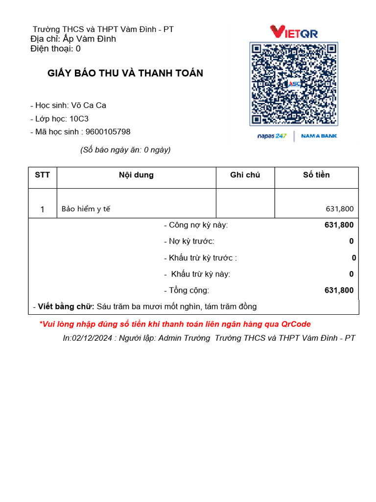 Võ Ca Ca - 10C3 - YCAA1RHHLRD | PDF