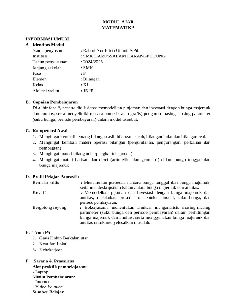 MA MTK KELAS XI_Elemen 1 Bilangan_Rahmi Nur Fitria Utami | PDF