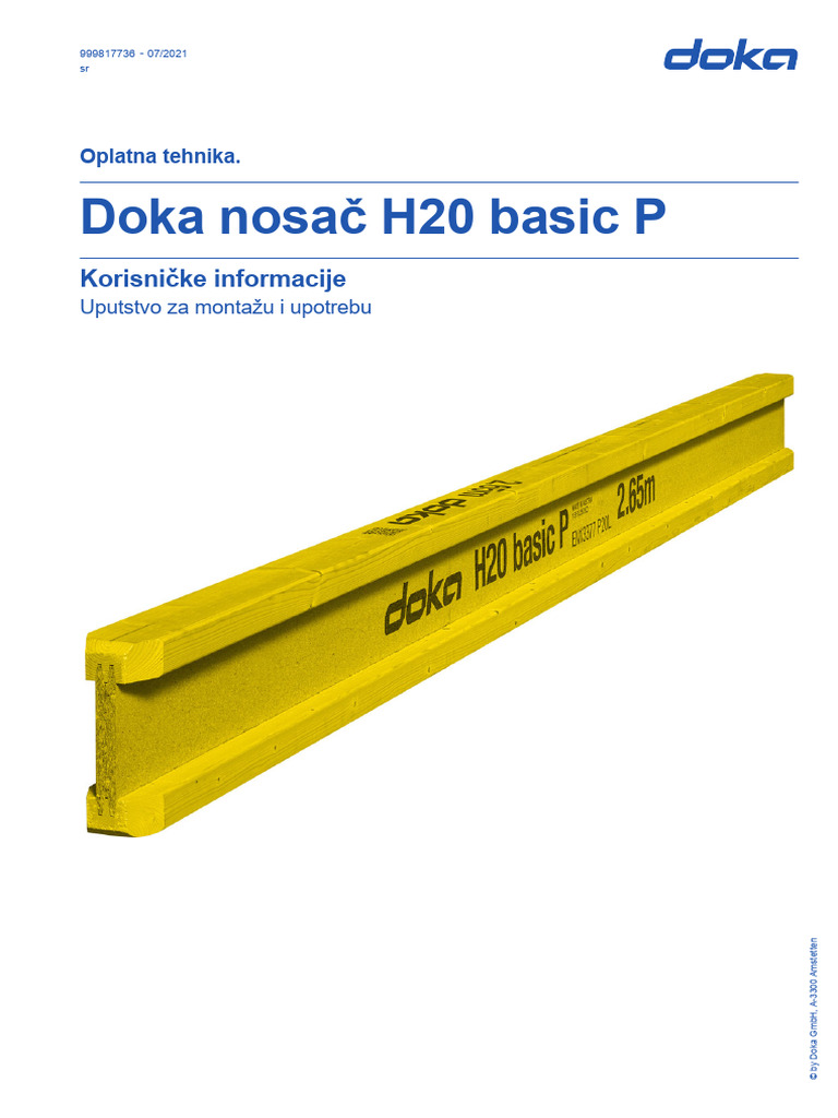 Doka H20 Basic P Wood Formwork Beams | PDF