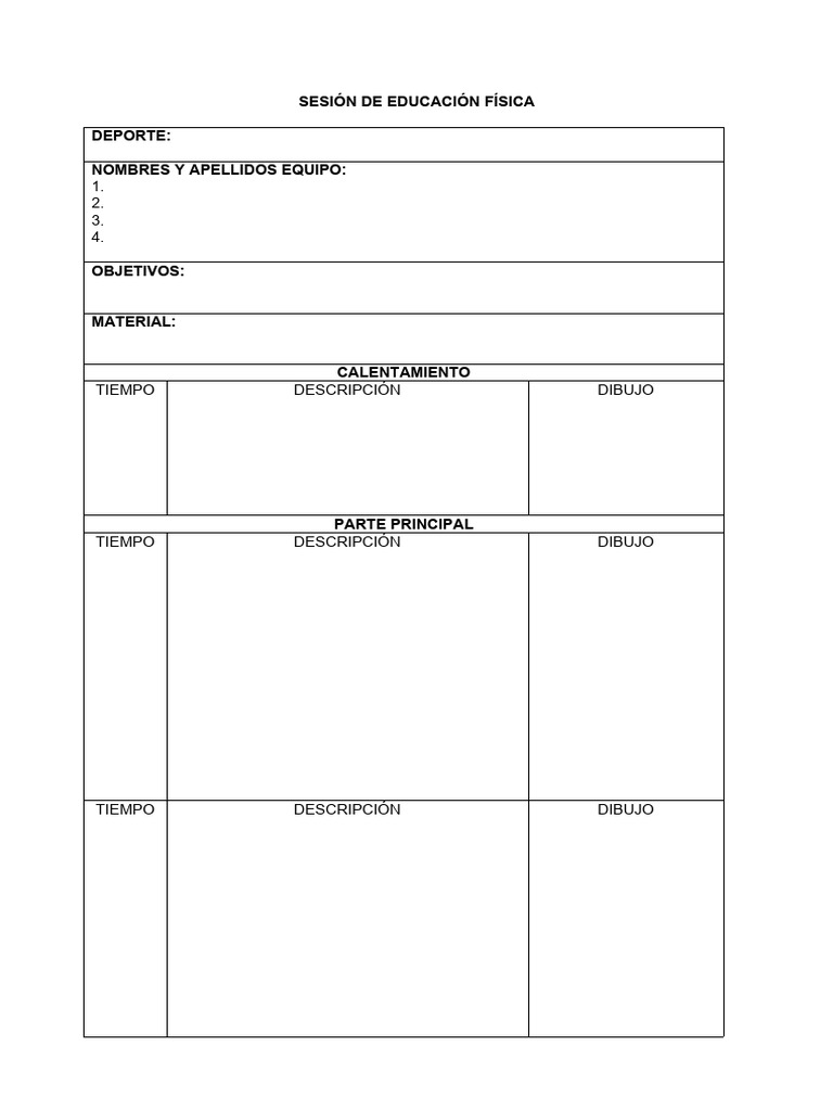 Ficha Sesiones Educacion Fisica | PDF Ficha Sesiones Educacion Fisica | PDF