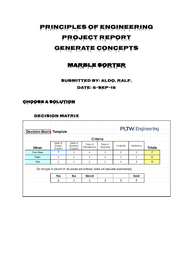 PLTW Design Matrix | PDF