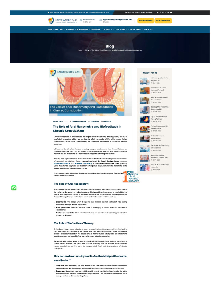The Role of Anal Manometry and Biofeedback in Chronic Constipation | PDF | Constipation | Rectum