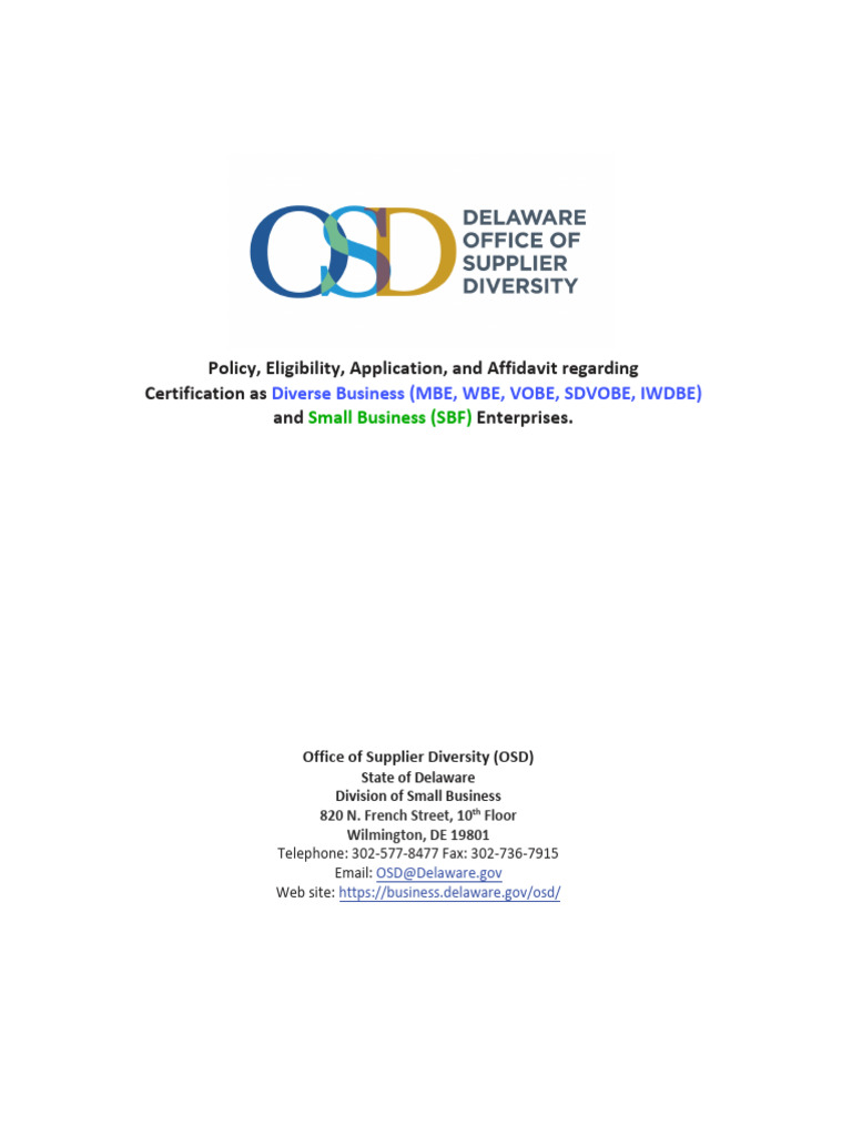 Diverse Small Business Certification Application Form | PDF | Certification