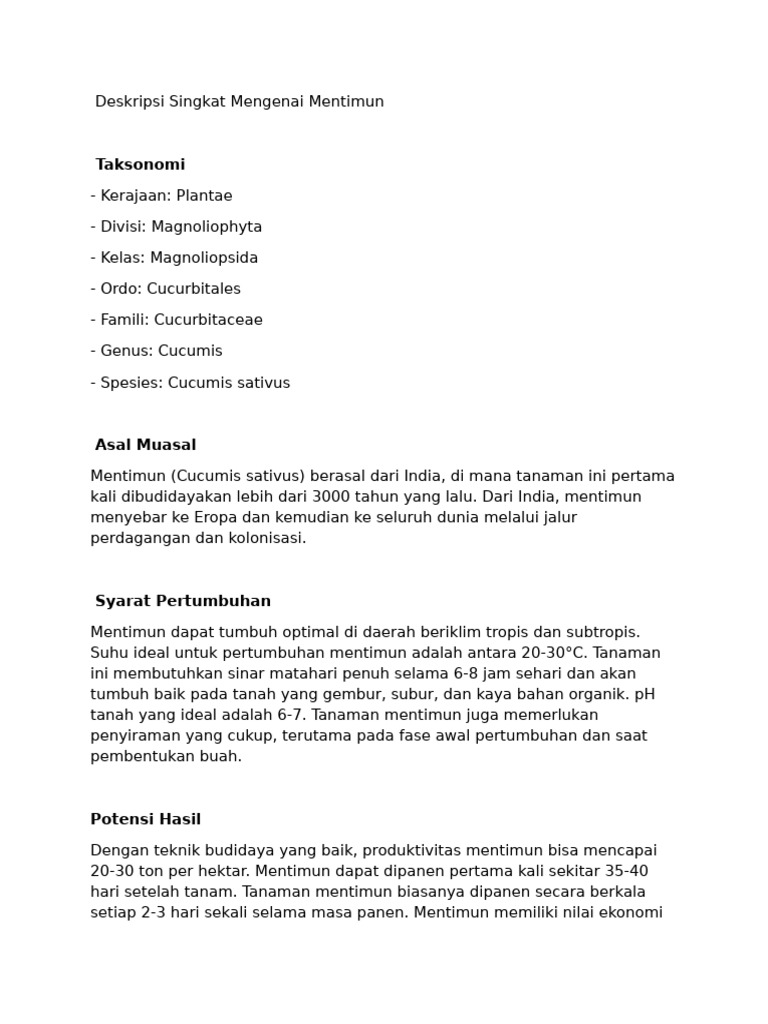 Budidaya Mentimun | PDF
