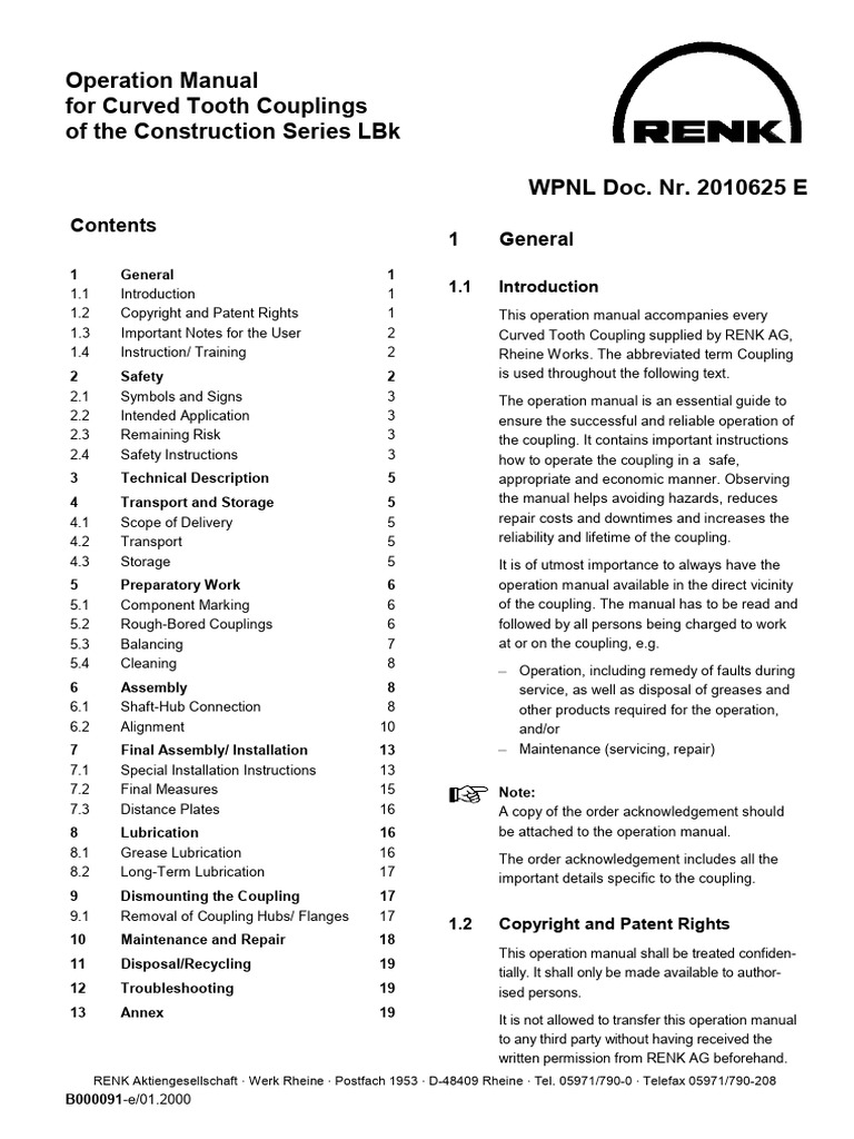 Renk floating shaft manual | PDF | Engineering Tolerance | Mechanical ...