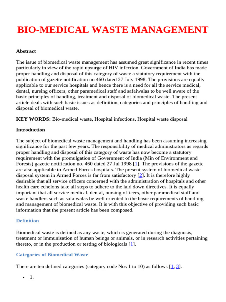 Bio-Medical Waste Management | PDF | Waste | Pollution