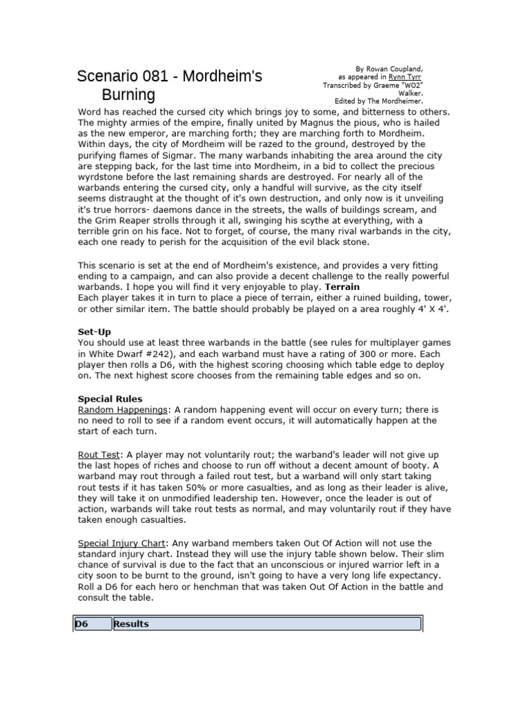 Mordheim's Burning | PDF