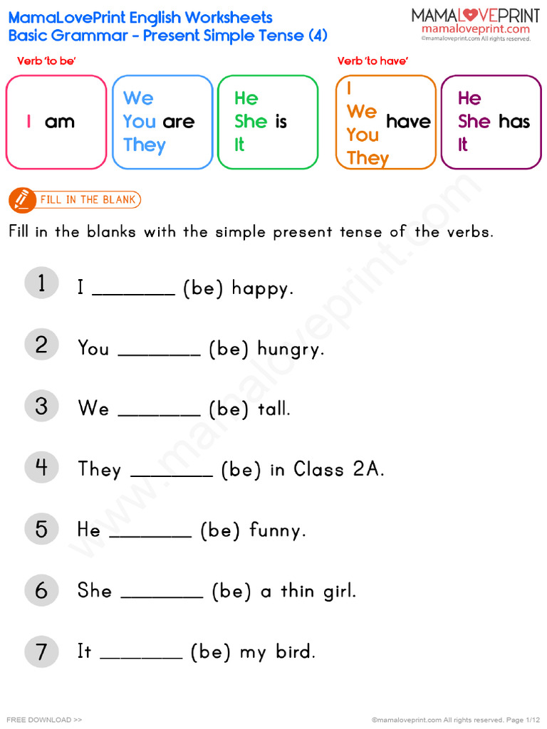 Mamaloveprint English Grammar Present Tense4-5 Book | PDF
