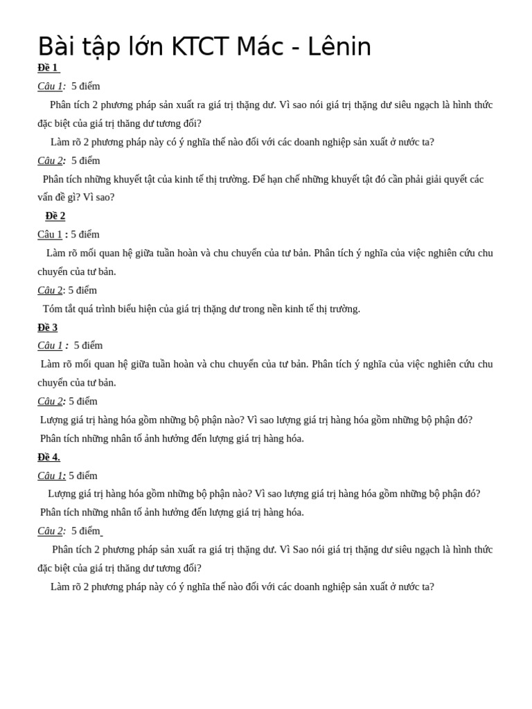 Bài tập lớn KTCT Mác | PDF