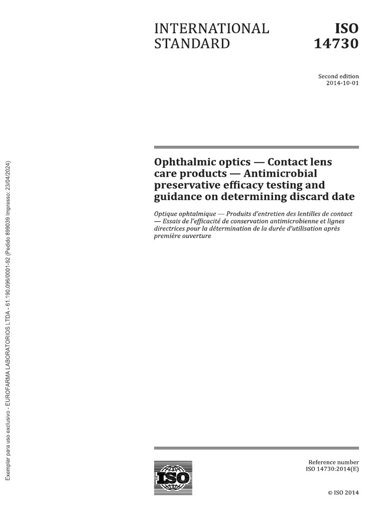 Ophthalmic Optics - Contact Lens Care Products - Antimicrobial ...