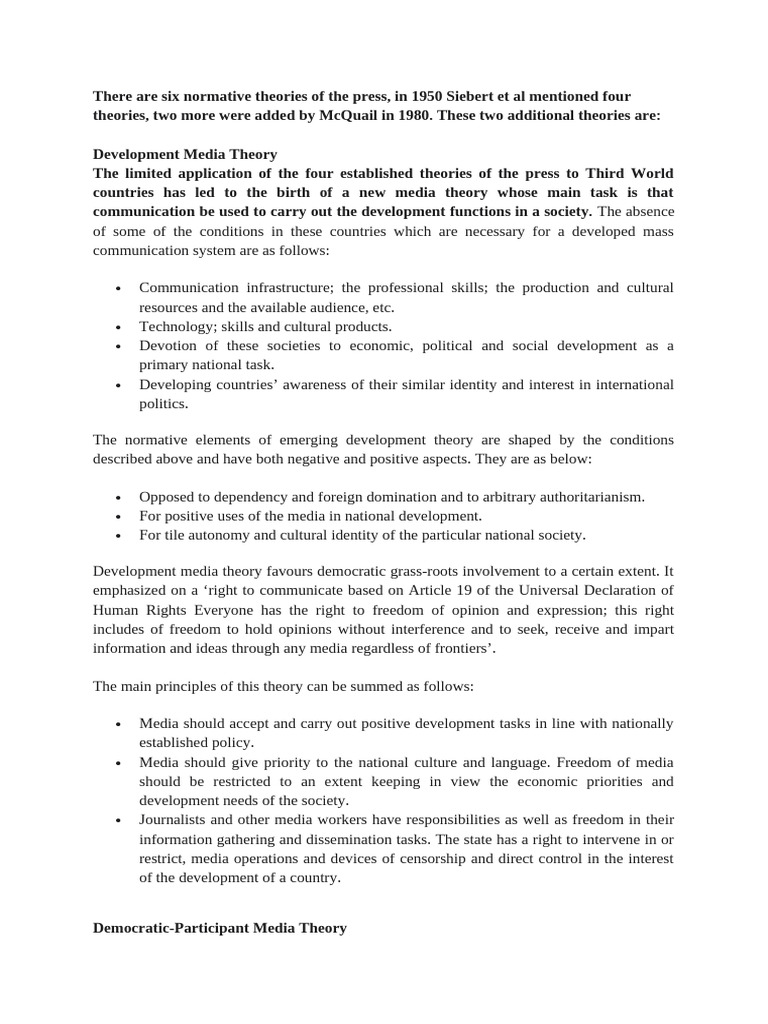 Press Theories: Development & Democratic | PDF | Communication ...